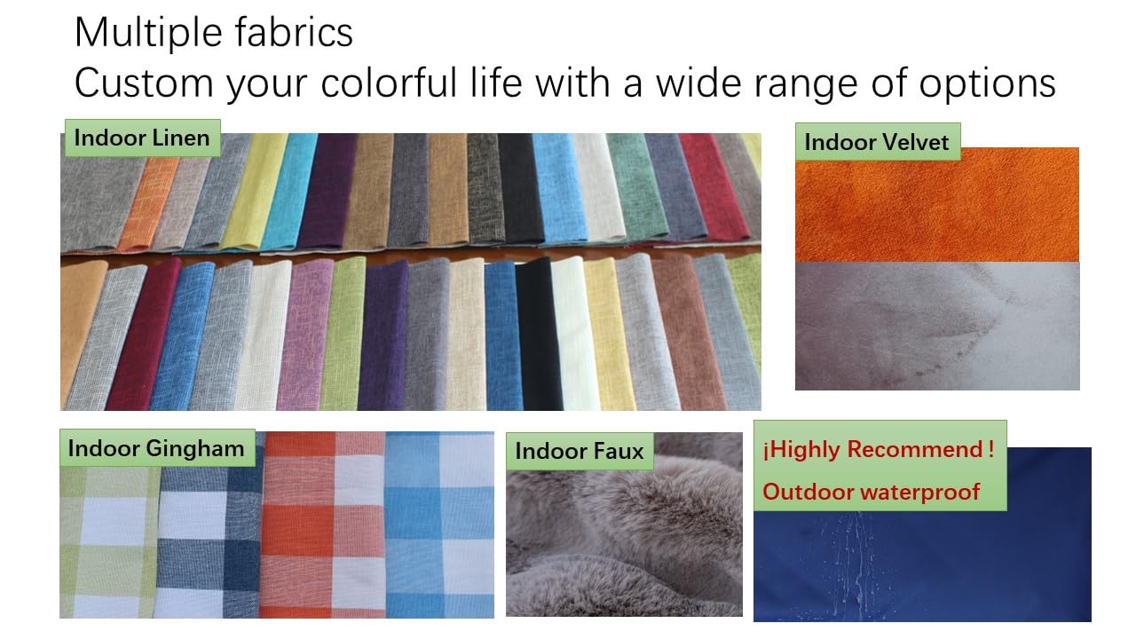 Ginsimar Custom Outdoor Furniture Cushion Covers, Chair Cushion Covers, Replacement Cushion Covers with Zipper, for couches and Sofas, only Cover, Customizable with 100 + Colors