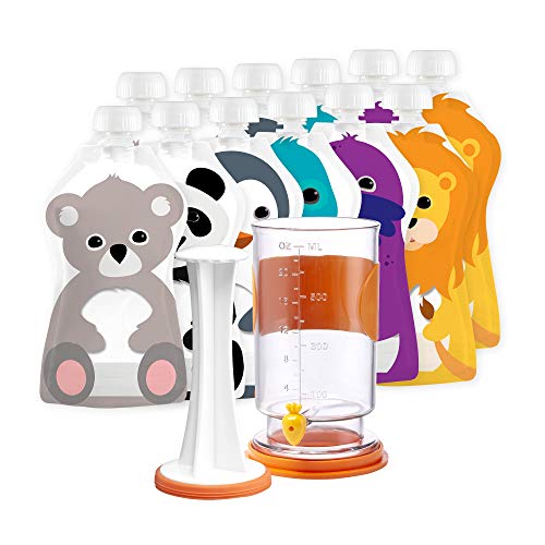 Squooshi Baby Food Pouch Maker/Filler + 12 Small 3.4 oz Pouches/The Filling Station for Homemade Baby Food
