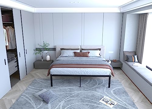 Joceret California King Bed Frames,14 Inch Tall,Heavy Duty,3500 lbs Steel Slat Support Metal Platform,No Box Spring Needed,Easy Assembly,No Noise,Cal King Bed Frame,Black