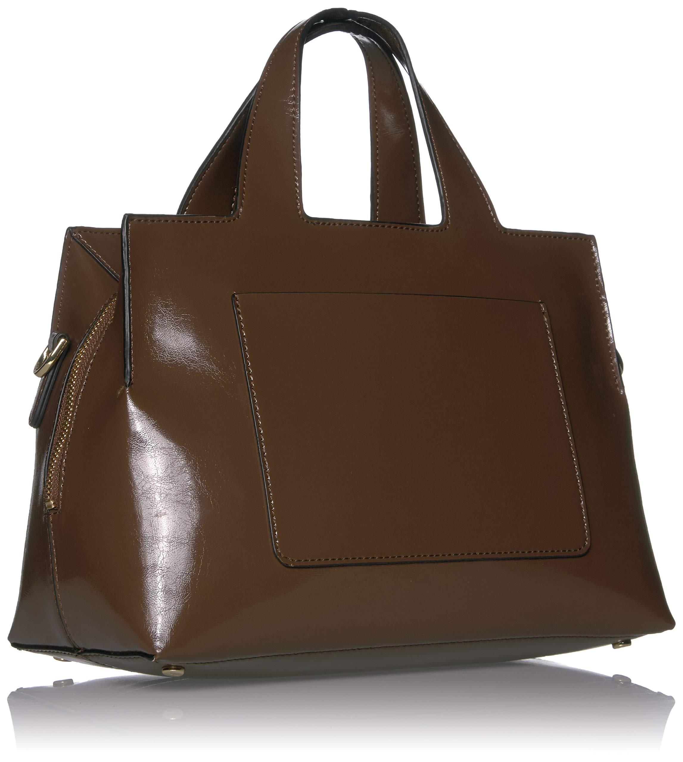 Calvin Klein Neat Glazed Patent Statement Satchel, Walnut