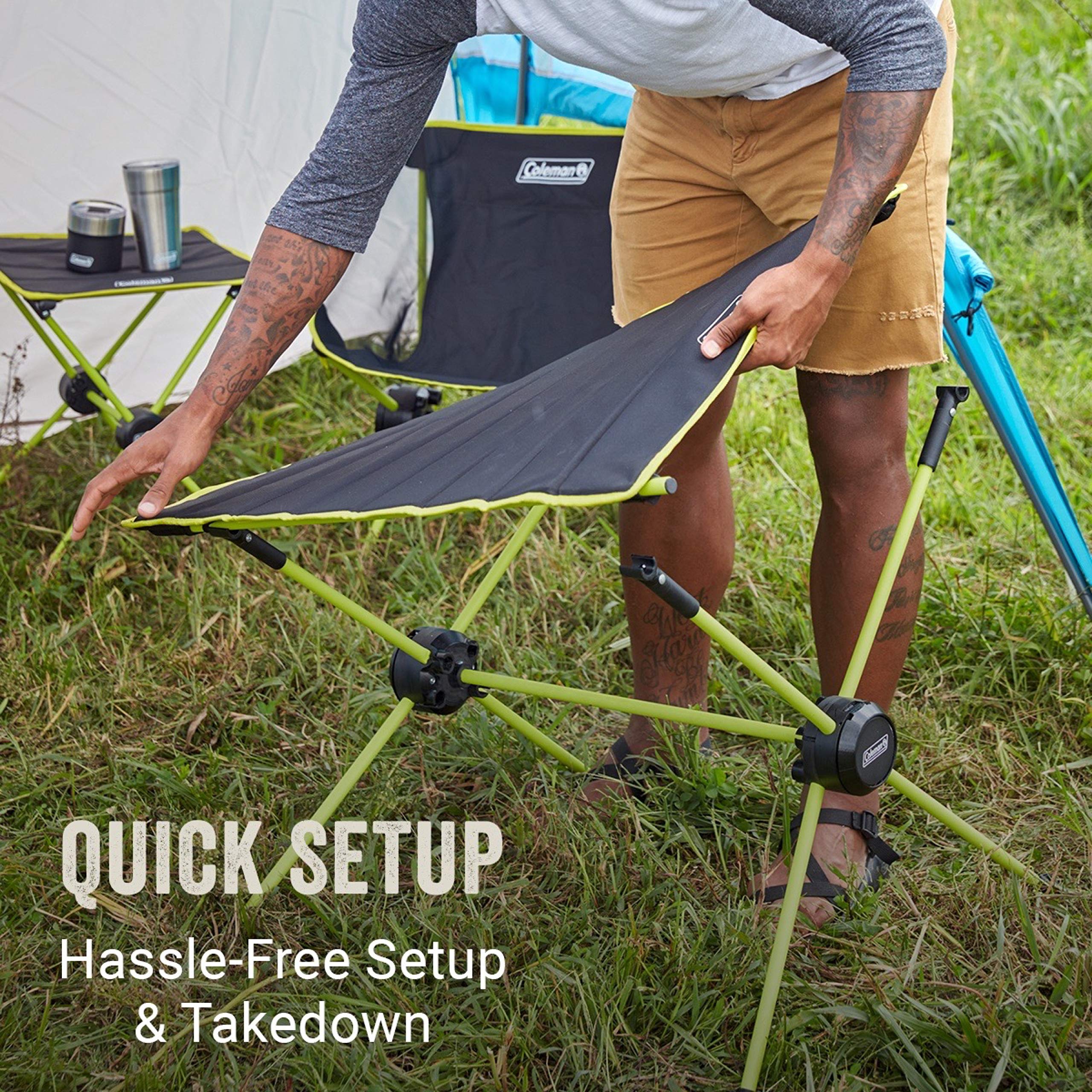 Coleman Mantis Space-Saving Outdoor Camp Furniture, Chair/Cot/Table More Storage Space Than Normal, Great for Camping, Tailgating, Backyard, & More, Carry Bag Included