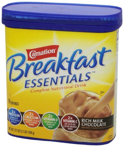 Carnation Breakfast Essentials Powder Drink Mix, Rich Milk Chocolate, 17.7 Ounce Jar (Packaging May Vary)