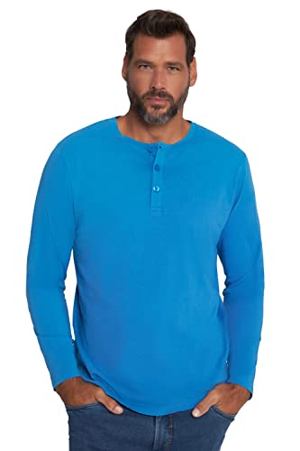JP 1880 Menswear Big & Tall Plus Size L-8XL Henley, Basic, Top, Long-Sleeve, Button Placket, Up to 8XL Grey Blue 5XT 702555729