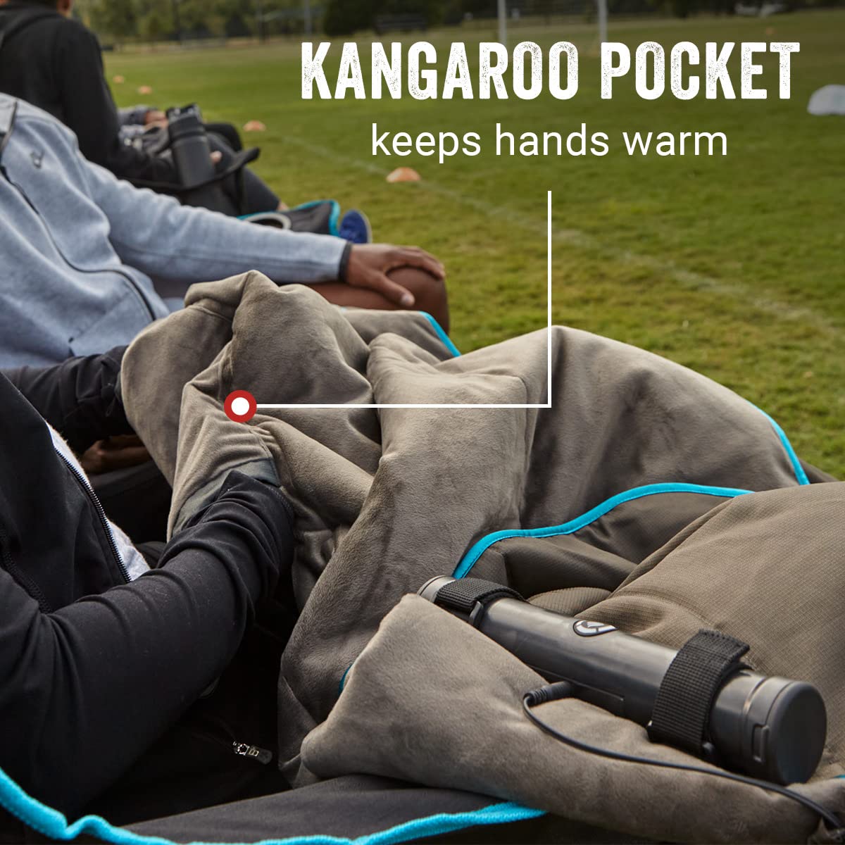 Coleman OneSource Heated Blanket with Hand Pouch and Rechargeable Battery, 4 Adjustable Heat Settings Lasts Up to 4 Hours, Water-Resistant Blanket with Dual Port Charging and Included Battery