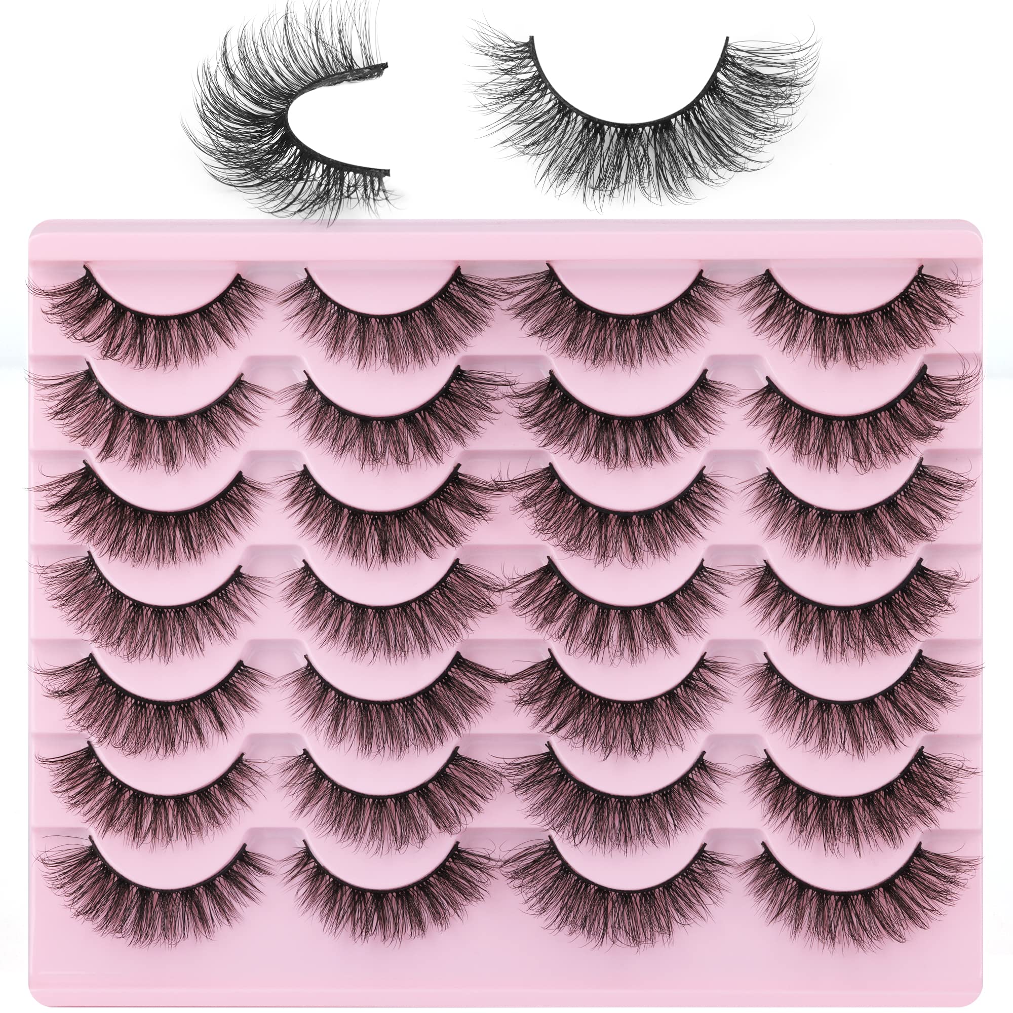 False Eyelashes Natural Look Cat Eye Wispy Lashes Pack 15MM 3D Faux Mink Lashes Fluffy Natural False Lashes 14 Pairs by Ruairie
