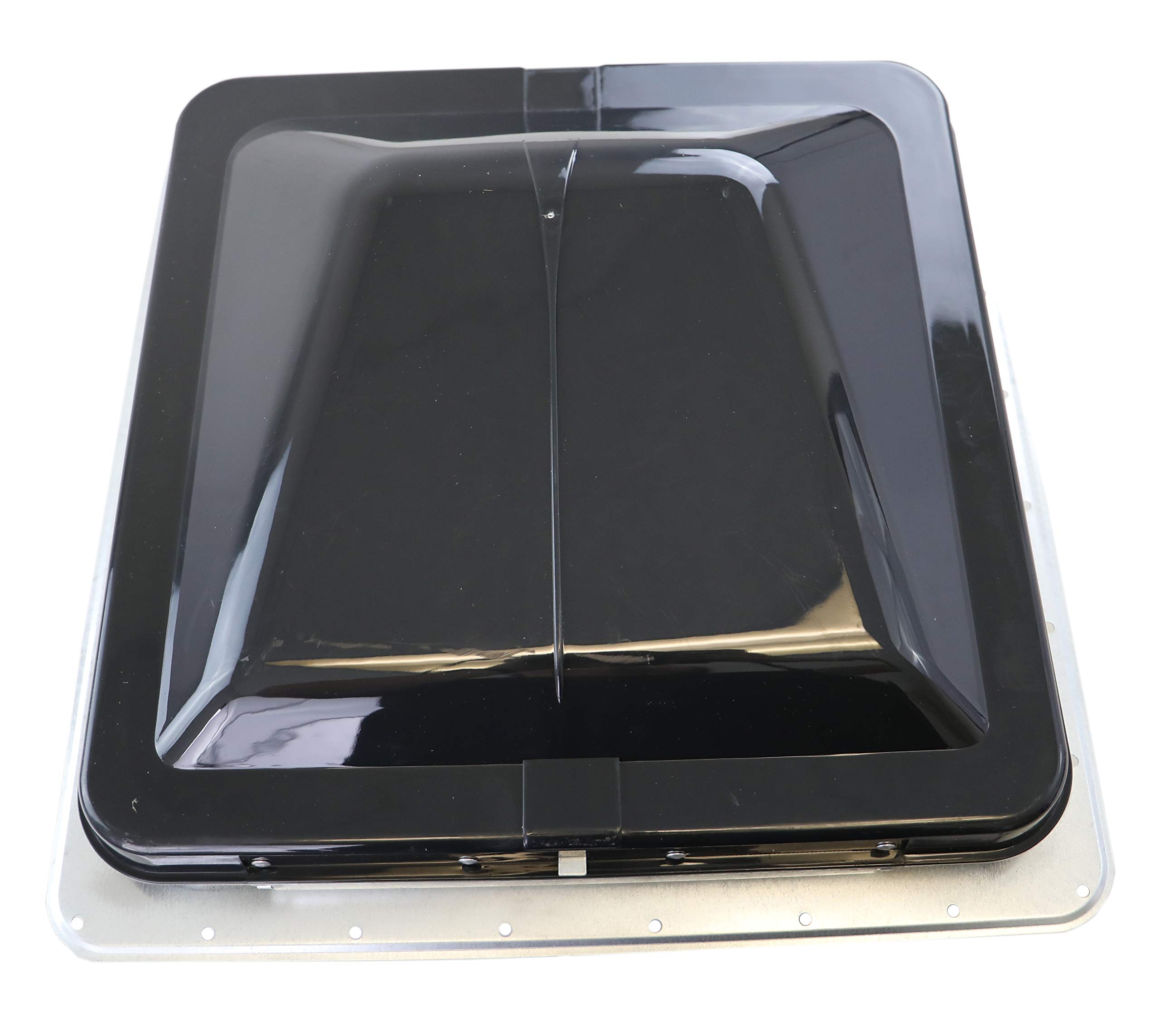 Class A Customs 14" RV Roof Vent 12 Volt Powered Fan with SMOKE Wedge Style Lid - 1β Garnish Ring - Putty and Screws | 74112A-PS