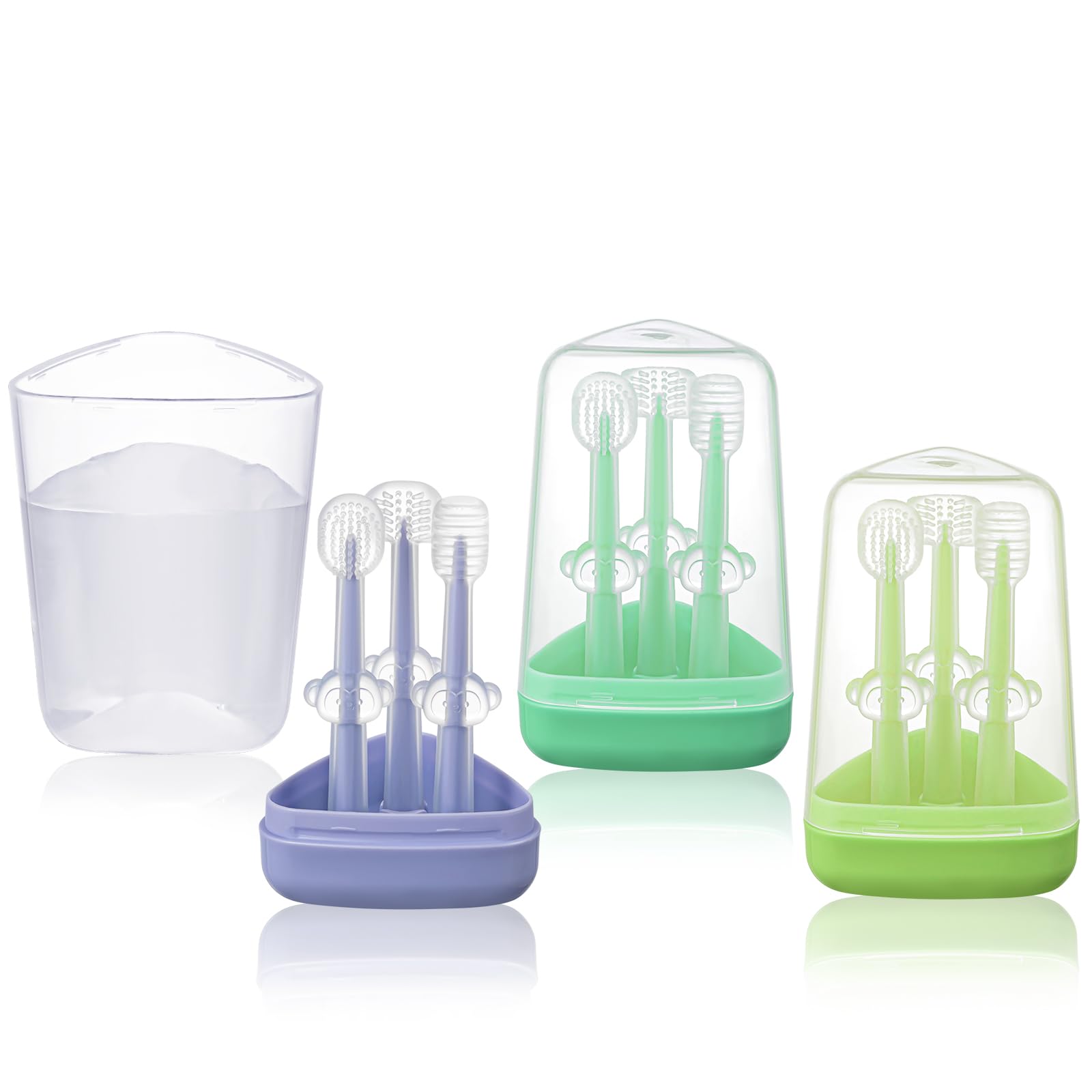 FOVRLZSE Pet Toothbrush Kit,360 Silicone Dog/Cat Toothbrush with Tongue Scrape(3pcs,Purple)