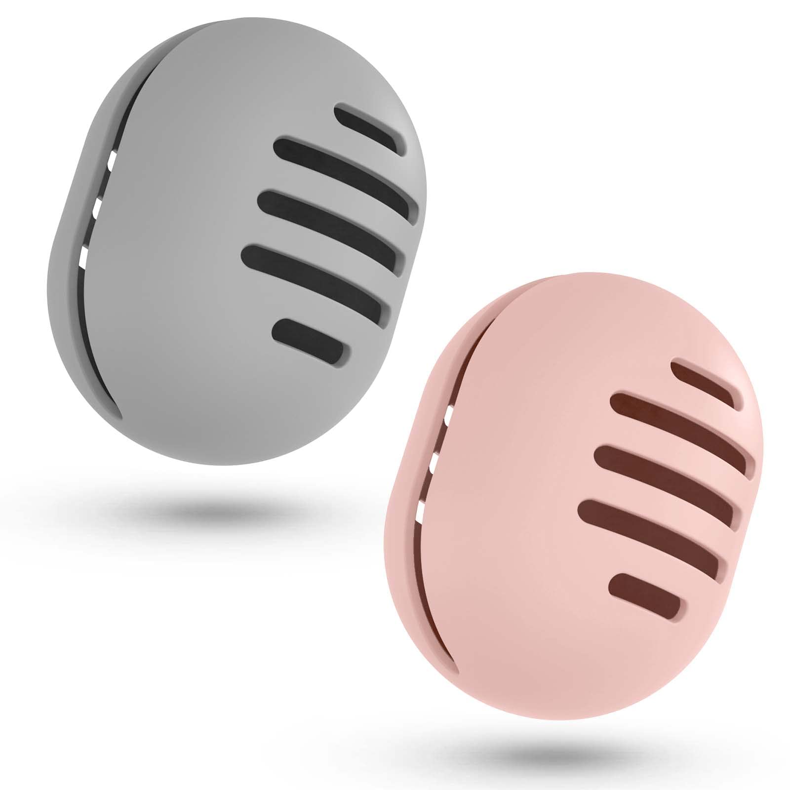 Fauxomor 2 Pcs Makeup Sponge Holder,Double-Sided Breathable Silicone Beauty Blender Holder for Travel or Daily,Shatterproof Make-up Travel Case Quick Drying Easy to Carry,Grey+Pink