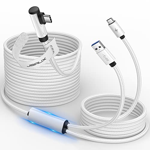 JSAUX Link Cable 16 FT Compatible with Oculus Quest 2 Accessories【 Charging While Playing | Play All Day Without Battery Pack 】 USB 3.0 High Speed Charger Compatible with Quest 2 1 Pro Pico 4 -White