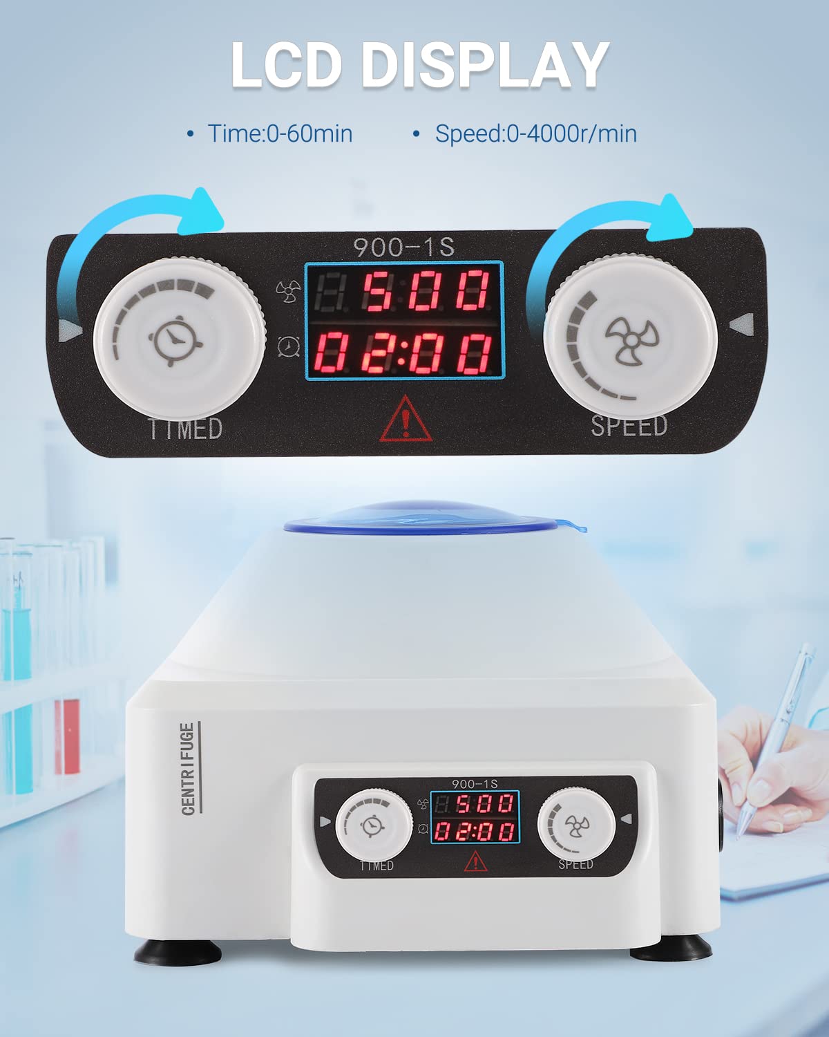 Mxmoonant Centrifuge Machine LCD Display Digital Desktop Electric Centrifuges, with Time & Speed Adjustable, 10ML*6 Rotors for Lab School Science Plasma Research (900-1-Plus) (Green)