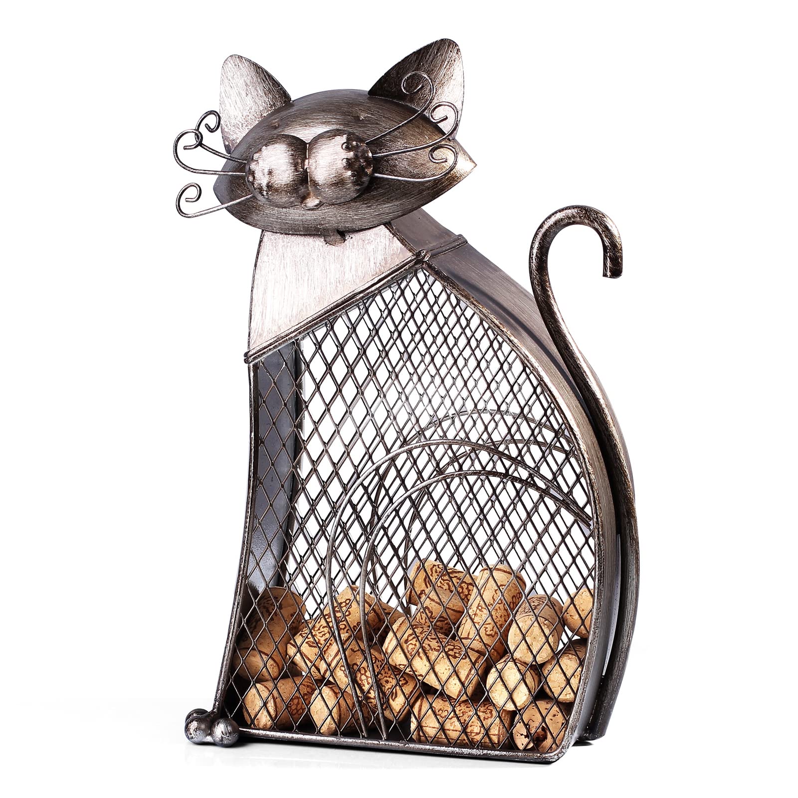 Drincarier Cat Decor Wine Cork Holder Tabletop Wine Racks Shelf Metal Wine Bottle Holder Home Decor Wine Decor… (Cat Cork Holder)…………