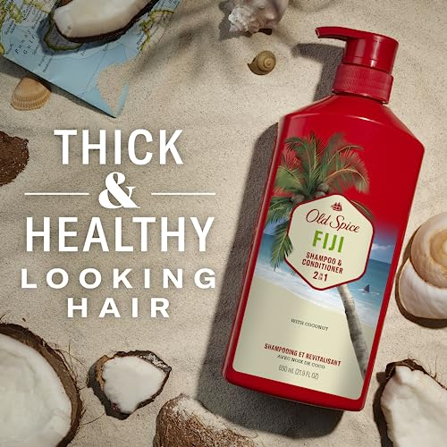 Old Spice Fiji 2-in-1 Shampoo and Conditioner for Men, 21.9 Fl Oz Each, Twin Pack