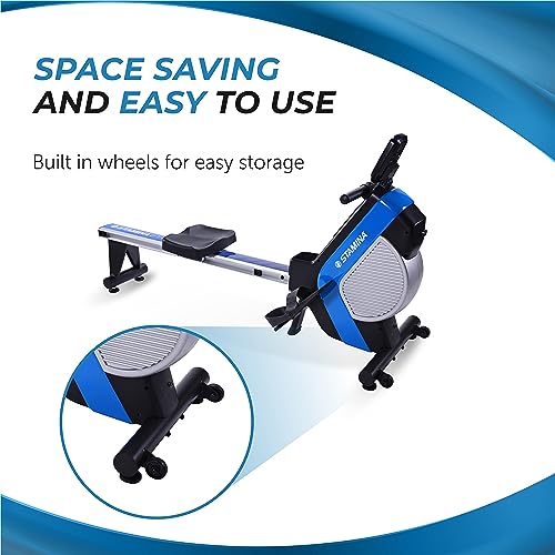 Stamina DT Plus Rowing Machine 1409 - Rower Machine with Smart Workout App - Rower Workout Machine with Dual Air and Magnetic Resistance - Up to 250 lbs Weight Capacity