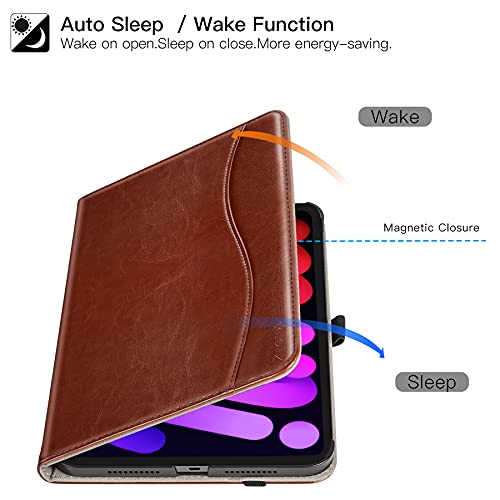 Ztotop Case for New iPad Mini 6 2021 (6th Generation), Premium PU Leather Folio Stand Smart Cover, Multi-Viewing Angles and Auto Wake & Sleep Function for iPad Mini 6th Gen 8.3 Inch - Brown