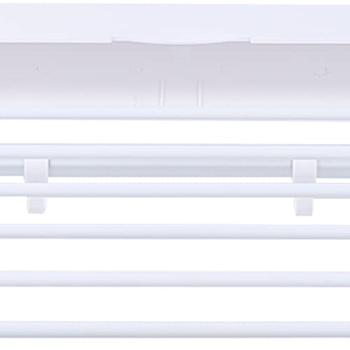 GNJINX Collapsible Wall Mounted Clothes Laundry Drying Rack - 7 Drying Rods with Towel Bar and Hooks, Space-Saver for Bedrooms Bathrooms Laundry Room Patios and Balcony - Easy to Install, White