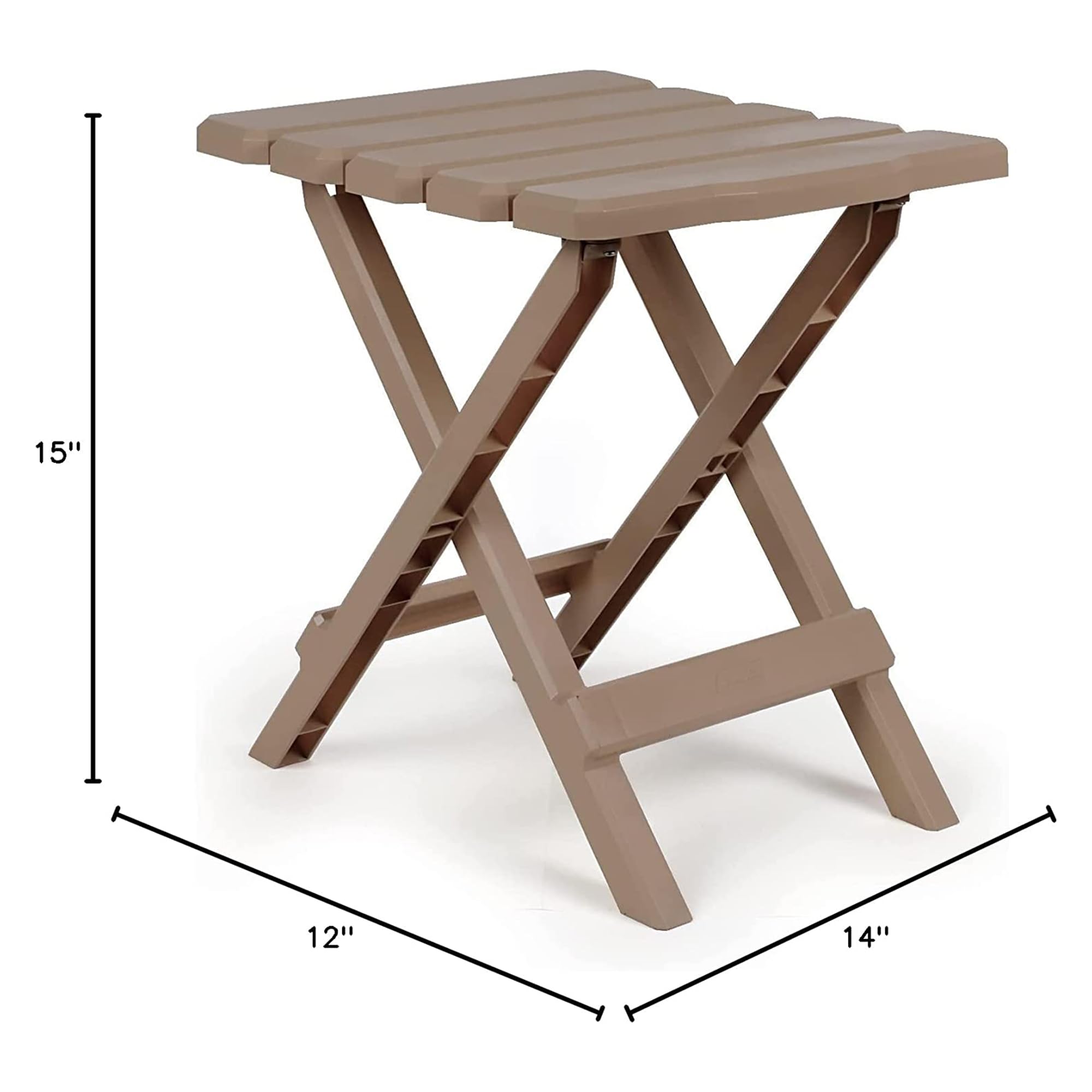 Camco Adirondack Portable Outdoor Folding Side Table-Perfect for The Beach, Camping, Picnics, Cookouts and More-Weatherproof and Rust Resistant-Taupe (21045)