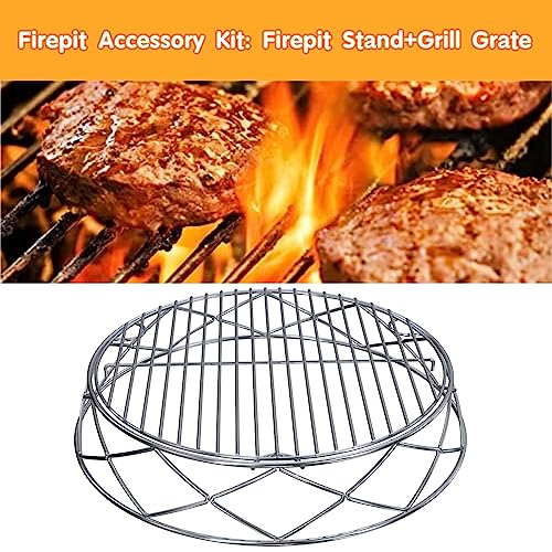 Fire Pit Accessory Kit for 19.5 Inch Solo Stove Bonfire, Stainless Steel Fire Pit Stand & Grill Cooking Grate for Bonfire Fireplace Tools