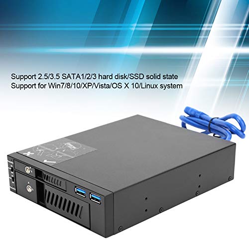 Hard Drive Enclosure, Impact Resistant Safe Hard Disk Mobile Rack Large Capacity Dual USB Port for Win7