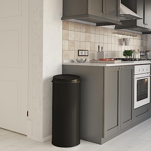 iTouchless 13 Gallon Automatic Trash Can with Odor Control System β Black Round Kitchen Sensor Garbage Bin for Kitchen or Office