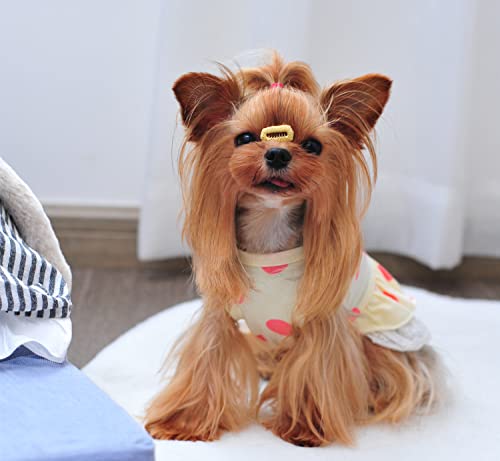 MSNFOASM 2Pcs-Pet Dog Elastic Soft Dress,Cute Polka Dots Lace Skirt for Small Dogs Cats(White&Pink S)