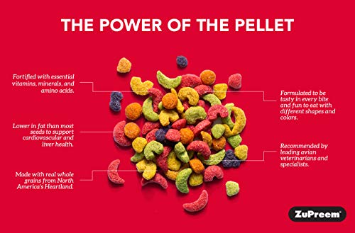 ZuPreem FruitBlend Flavor Pellets Bird Food for Small Birds, 2 lb - Daily Blend Made in USA for Parakeets, Budgies, Parrotlets
