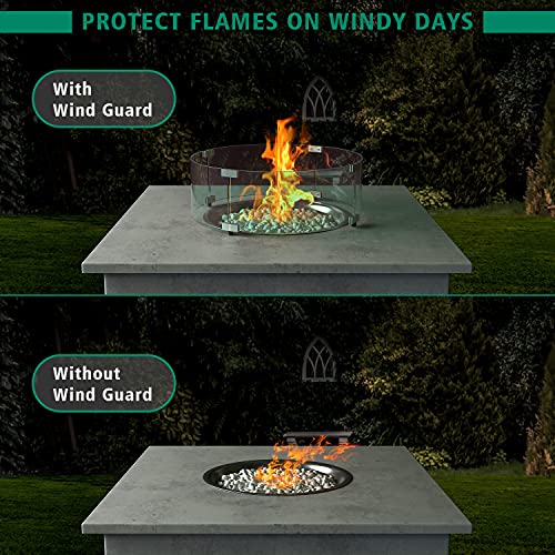Fire Pit Wind Guard Round, Fire Pit Round Glass Wind Guard, Fire Table Wind Guard Round, Fire Pit Shield Round 23" x 6", by GFGRGD