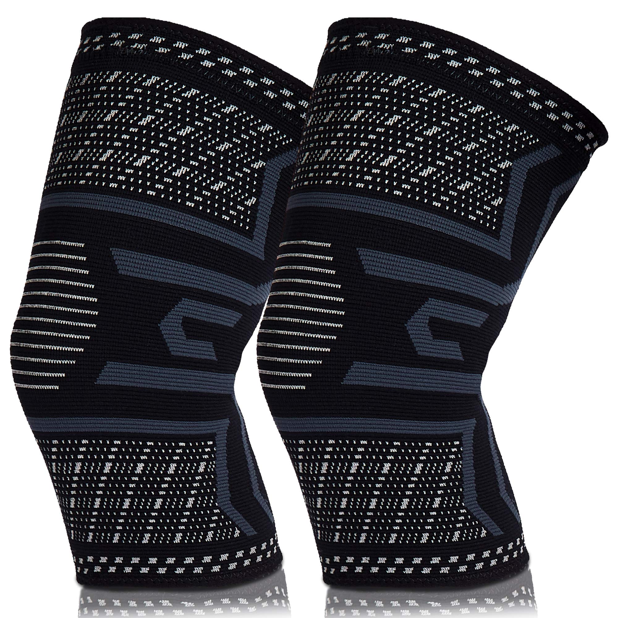 COOLOMG Knee Brace for Knee Pain Knee Compression Sleeves Arthritis Pain Knee Support Running Cycling Weightlifting Gym Workout Sports 1 Pair for Men Women Youth M