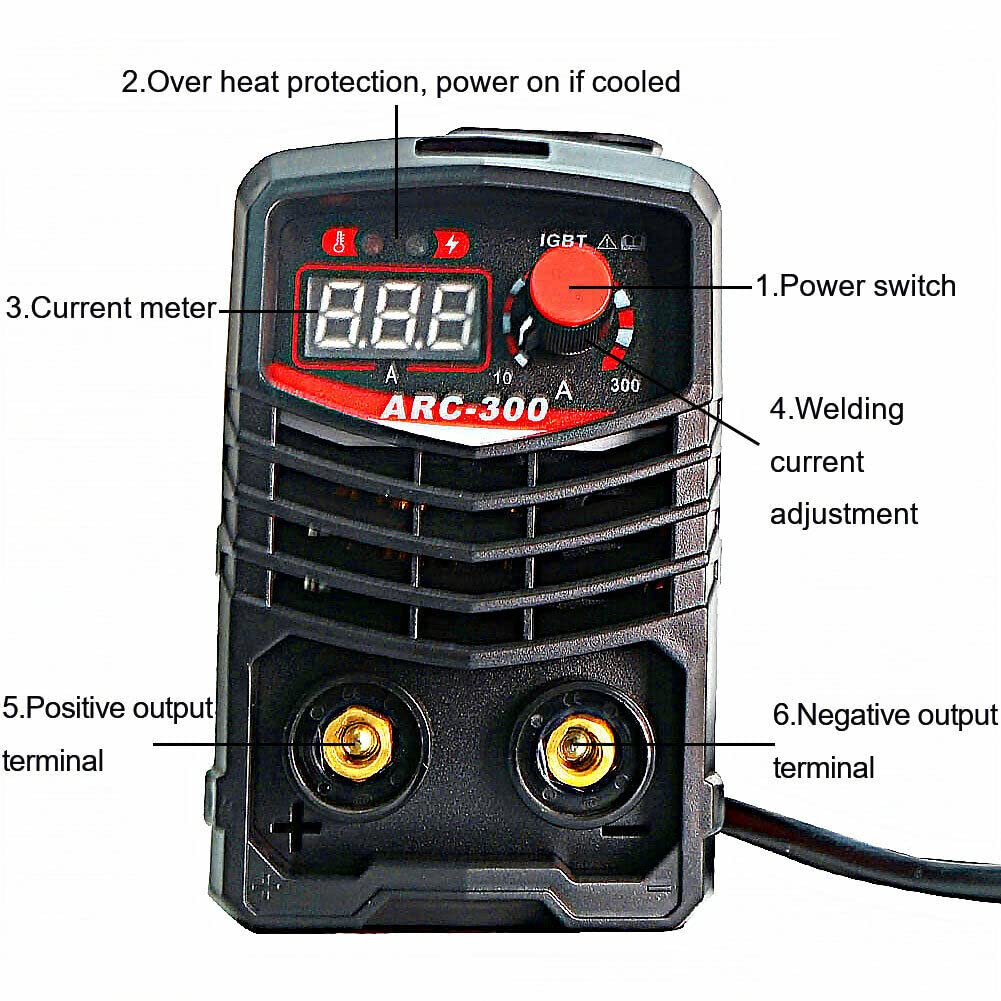 Evargc Stick Welder, Single Phase 110V 300Amp MMA Welder Machine, IGBT Inverter ARC Welding Machines Digital Display LCD Hot Start Arc Force Anti-Stick, Electrodes from 1/16 in. to 3/32 in With Gloves