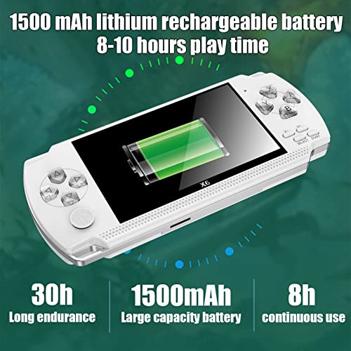 KToyoung Handheld Game Console, Built-in 1200 Games 4.3ββ HD Screen Retro Gaming System, Support TV Output, Portable Rechargeable Game Console with Dual Joystick, Best Gift for Kids and Adult (White)