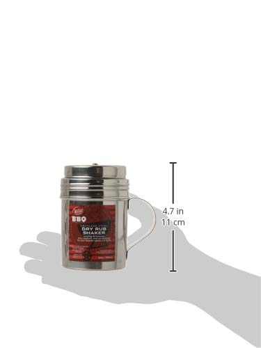 Tablecraft, 10 oz, Silver Stainless Steel Dry Rub Shaker with Handle, 10-Ounce