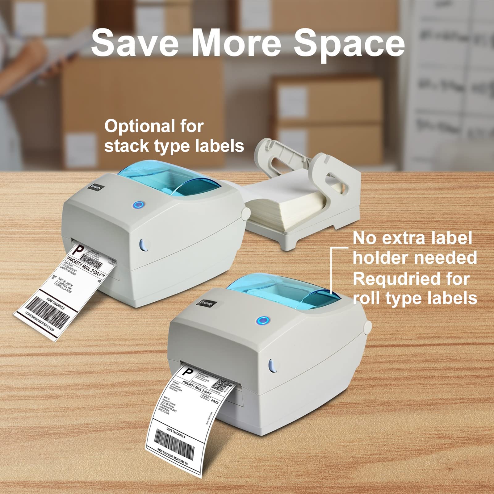 Coopaty Label Printer for Amazon, Ebay, USPS, FedEx, High-Speed 4x6 Direct Thermal Label Printer, Easy Setup on Windows/Mac with USB, Barcode Printing Maker