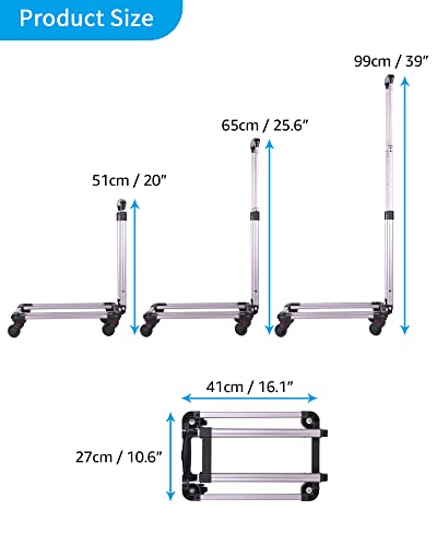 Folding Luggage Cart with 110 Lbs Capacity,Fanwoli 4 Wheels Hand Truck Compact Lightweight,Portable Dolly for Travel,Luggage,Moving, Shopping and Office Use