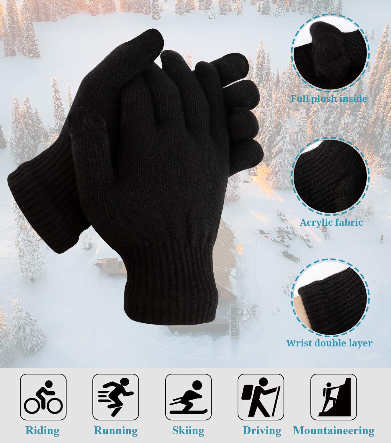 DICCO Winter Magic Gloves for Women Men Stretchy Warm Knit Gloves Texting Bulk Pack Glove Gift 12pairs