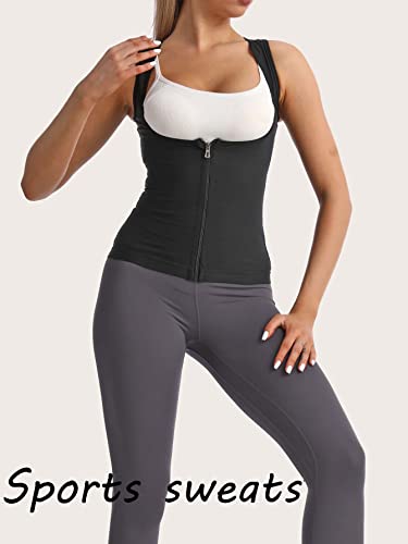Verdusa Women's Waist Trimmer Sweat Vest Waist Trainer Cincher Underbust Body Shaper Blue Black XL