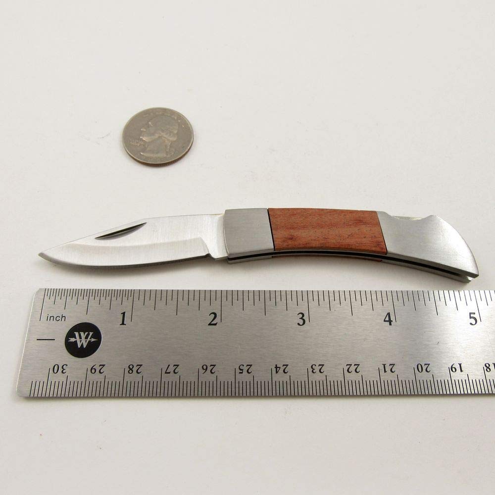 FOLDING POCKET KNIFE Low-Cost Small Silver Carbon Sharp Blade Wood Classic Lockback Hunter Knife