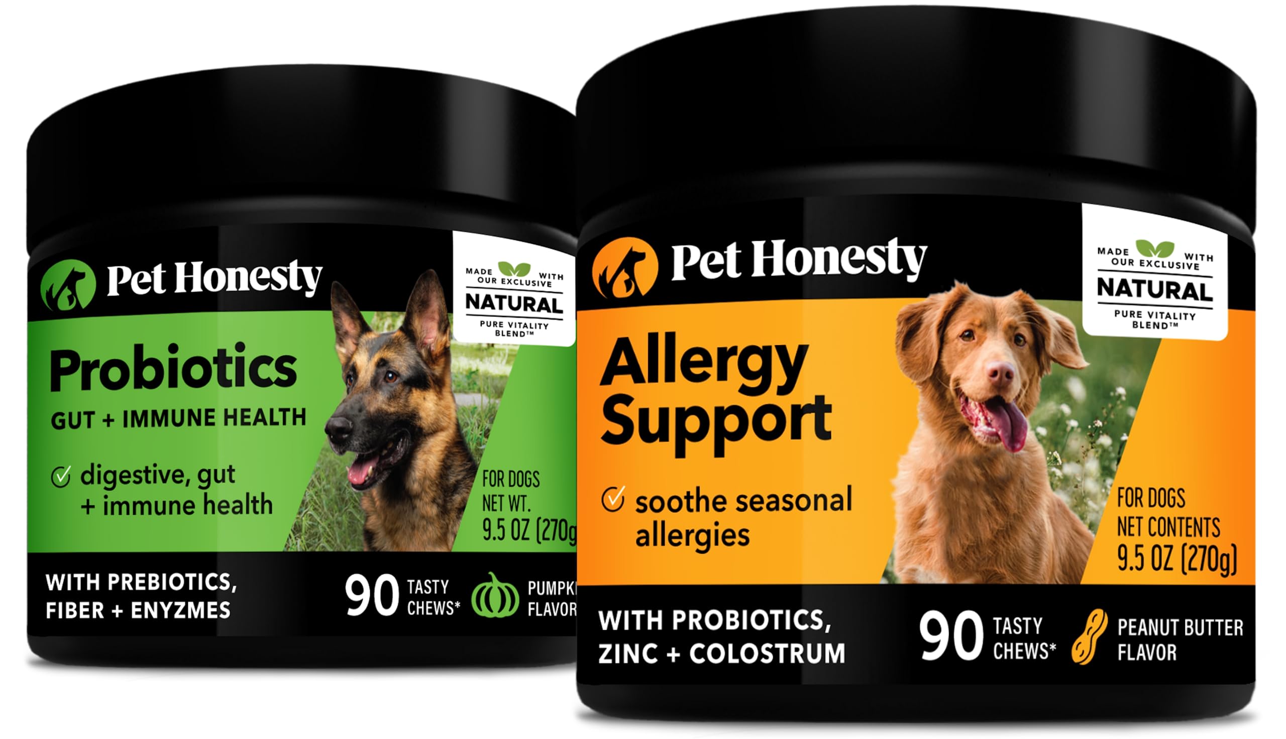 PetHonesty Digestive Probiotics for Dogs + Allergy Support Soft Chew Supplement Bundle - Probiotics, Digestive Enzymes, Salmon Oil and Omega 3 Fish Oil, Itch Relief for Dogs, Coat and Skin Health