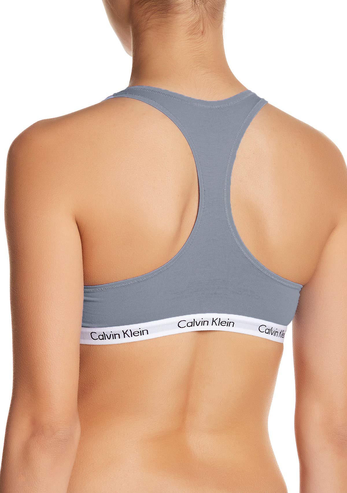 Calvin Klein Women`s Carousel Logo Bralette (Dusty Grey(QP1036-408)/White, Large)