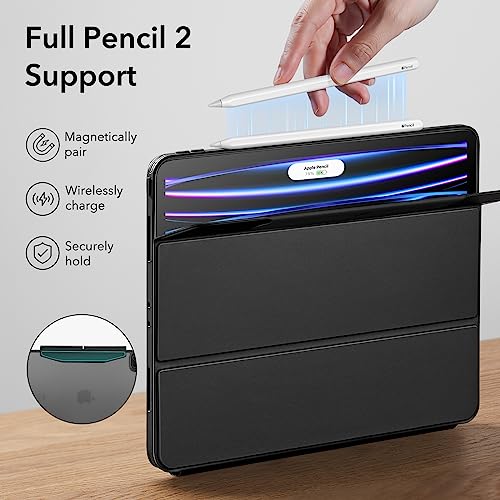 ESR for iPad Pro 11 Inch Case (2022/2021), Detachable Magnetic Cover, Smart Trifold Stand with Hard Shell Back, Pencil 2 Wireless Charging, Slim and Light, Ascend Series, Frosted Black