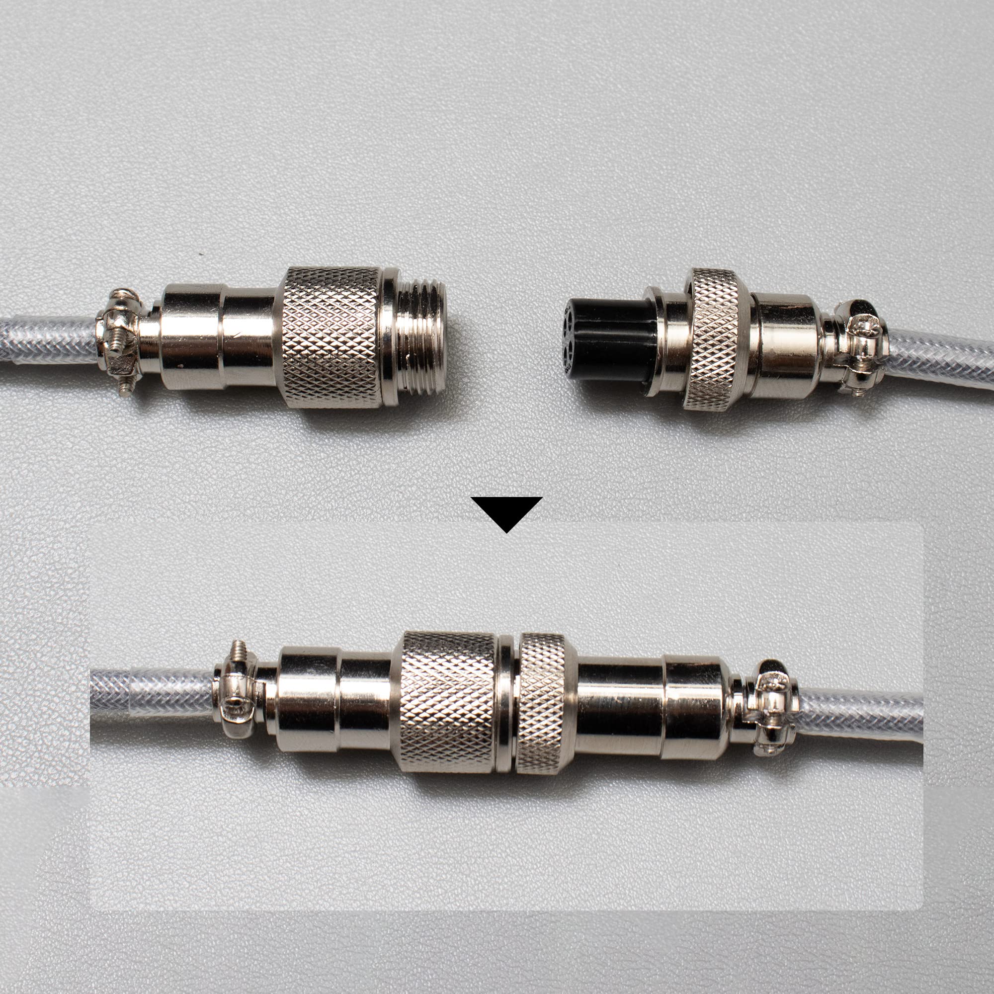 SUEHIODHY 5.9ft Custom Coiled Pilot Cable Type C to USB-A with Detachable Aviation Connector for Mechanical Gaming Keyboard