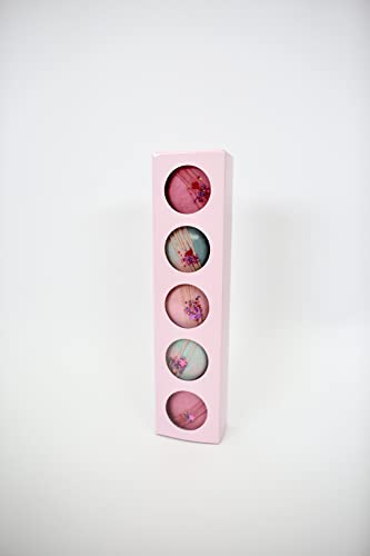 OLBAA Macaron Gift Box. Holds 5 Macarons. Perfect for painted and decorated macarons. 10 pack … (macaron 5 blossom pink)