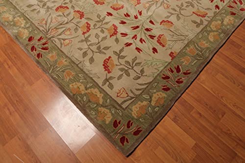 Old Hand Made Floral Bleige Tulips Traditional Persian Oriental Woolen Area Rugs 6x9 ft