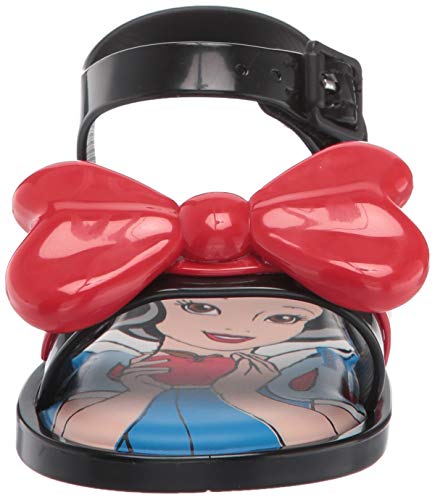Mini Melissa Baby-Girl's Mini MAR Sandal + Snow White Slipper, BLK Glossy, 7 Medium US Toddler