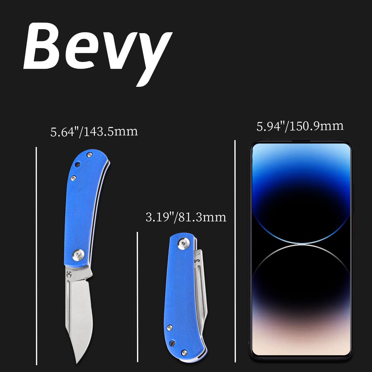 KANSEPT Bevy Pocket Folding Knives EDC Slip Joint Folding Knife 2.45'' 154CM Material Pocket Folding Knife with Blue G10 Handle Everyday Carry Folding Knife T2026S7