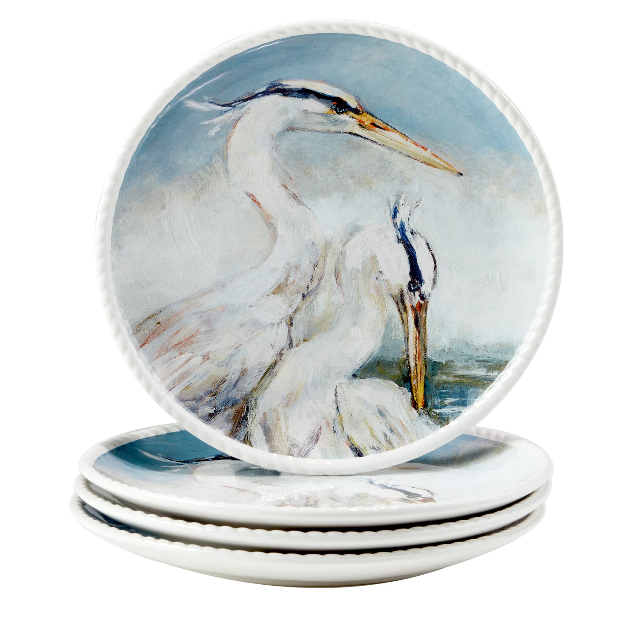 Certified International Shorebirds 11" Dinnerware Plates, Multicolored, Large, Set of 4