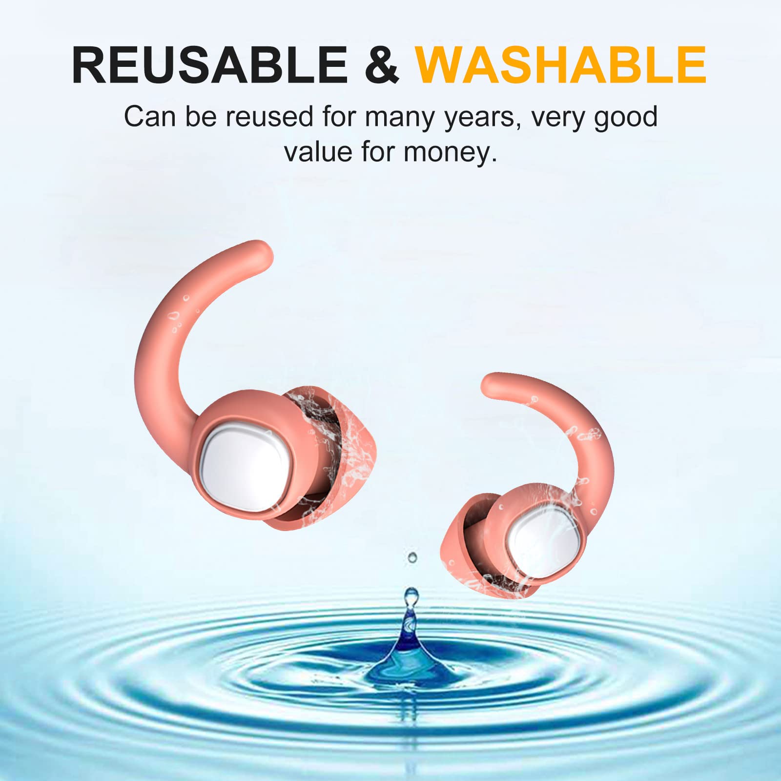 Ear Plugs for Sleeping Noise Cancelling, 36dB NRR Soft Silicone Ear Plugs for Sleeping & Noise Reduction, Reusable Concert Ear Plugs for Sleep, Snoring, Work, Concerts, Studying, Travel (Pink)