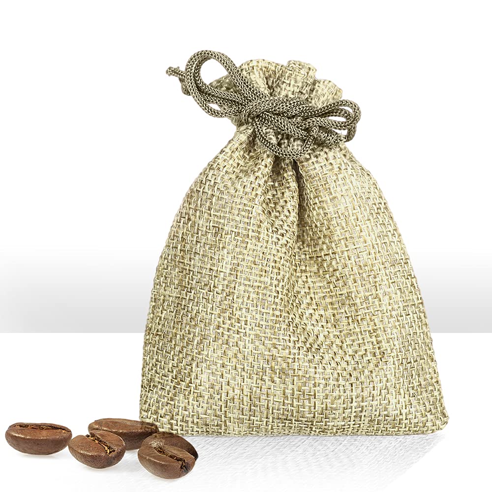 LYSXP 50PCS Burlap Bags with Drawstring,3x4 Inch Cream color Drawstring Gift Bag Jewelry Pouches for Wedding Party Favors, DIY Craft