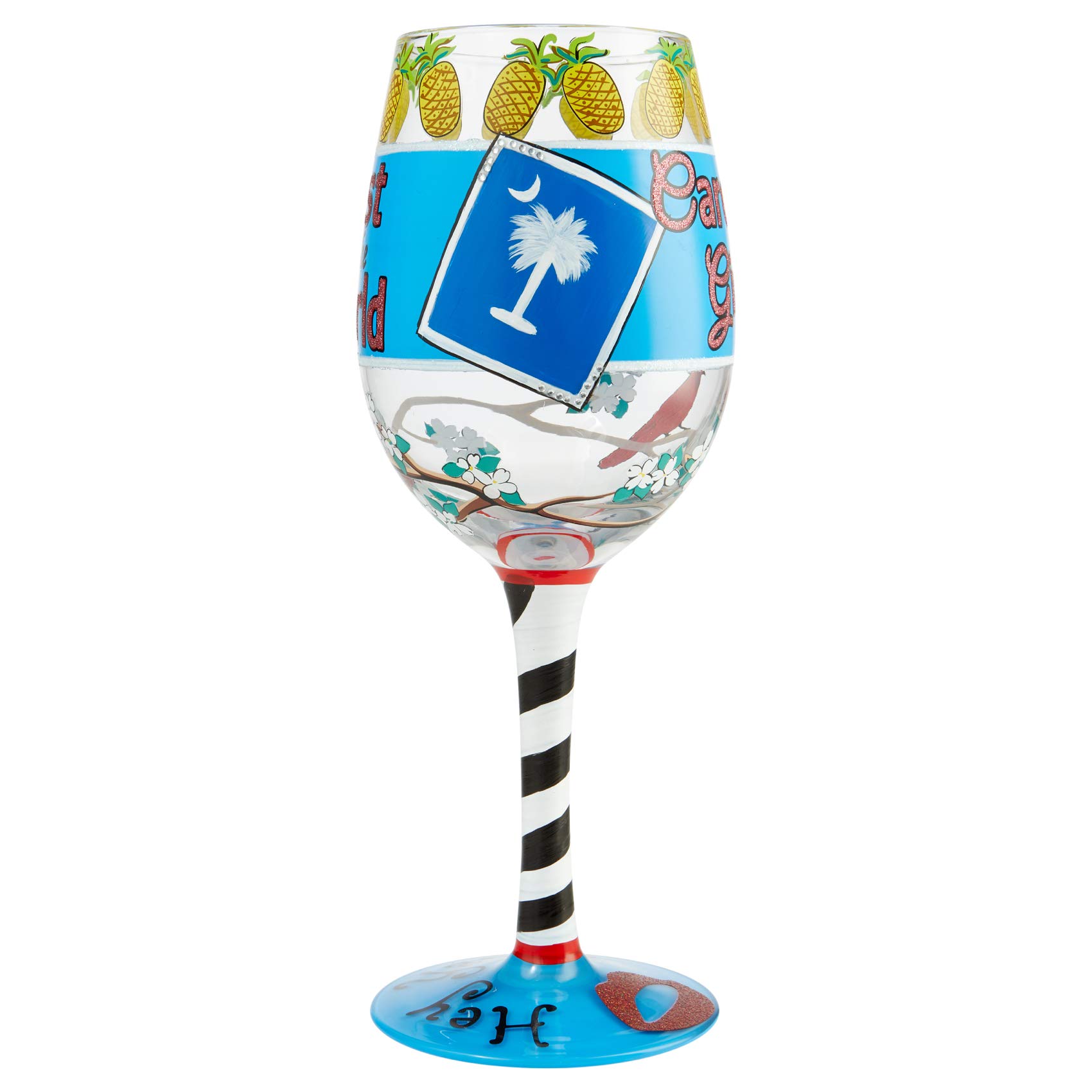 Enesco Designs by Lolita Carolina Girl Hand-Painted Artisan Wine Glass, 15 Ounce, Multicolor