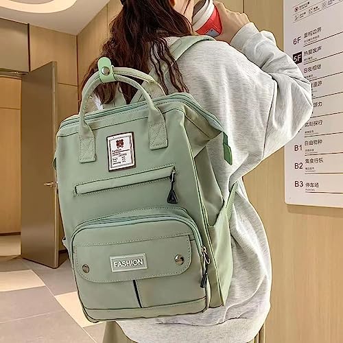 KAOBIO Cute Aesthetic Backpack Large Preppy Bookbags Light Academia Travel Daypack Laptop College Backpack For Women (Sage Green,One Size)