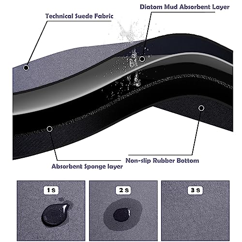 Taiyang Drying Mat for Kitchen Counter, Absorbent Drainer Mats, Dish Drying Pad with Non-Slip Bottom, Heat-Resistant, Suitable for Kitchen, Pet Drinking, Diatom Mud Mat(Graphite Black, 12"x16")