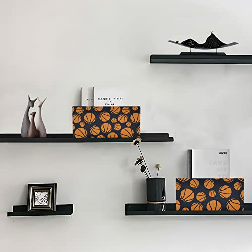 Orange Basketball Balls Storage Basket Felt Storage Bin Collapsible Towel Storage Toy Storage Box Organizer for Kids Bedroom Magazine